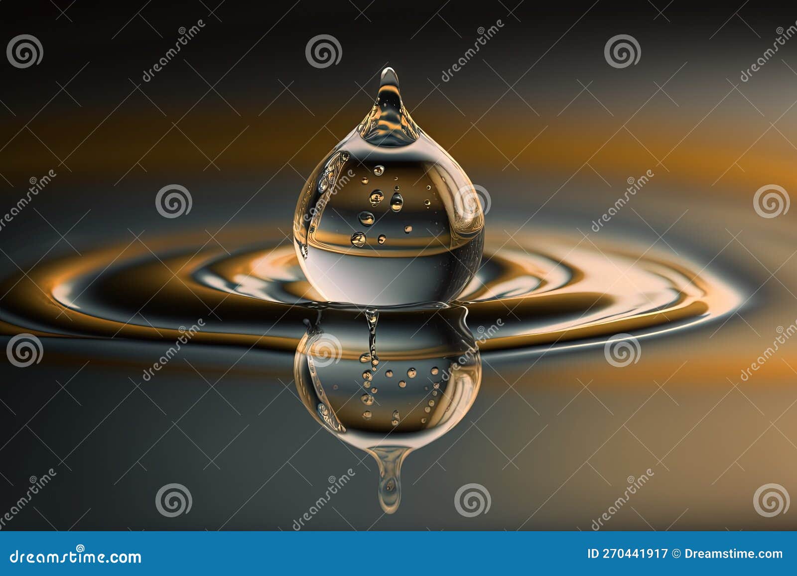 A Drop of Water that is Floating on a Surface of Water. Stock ...