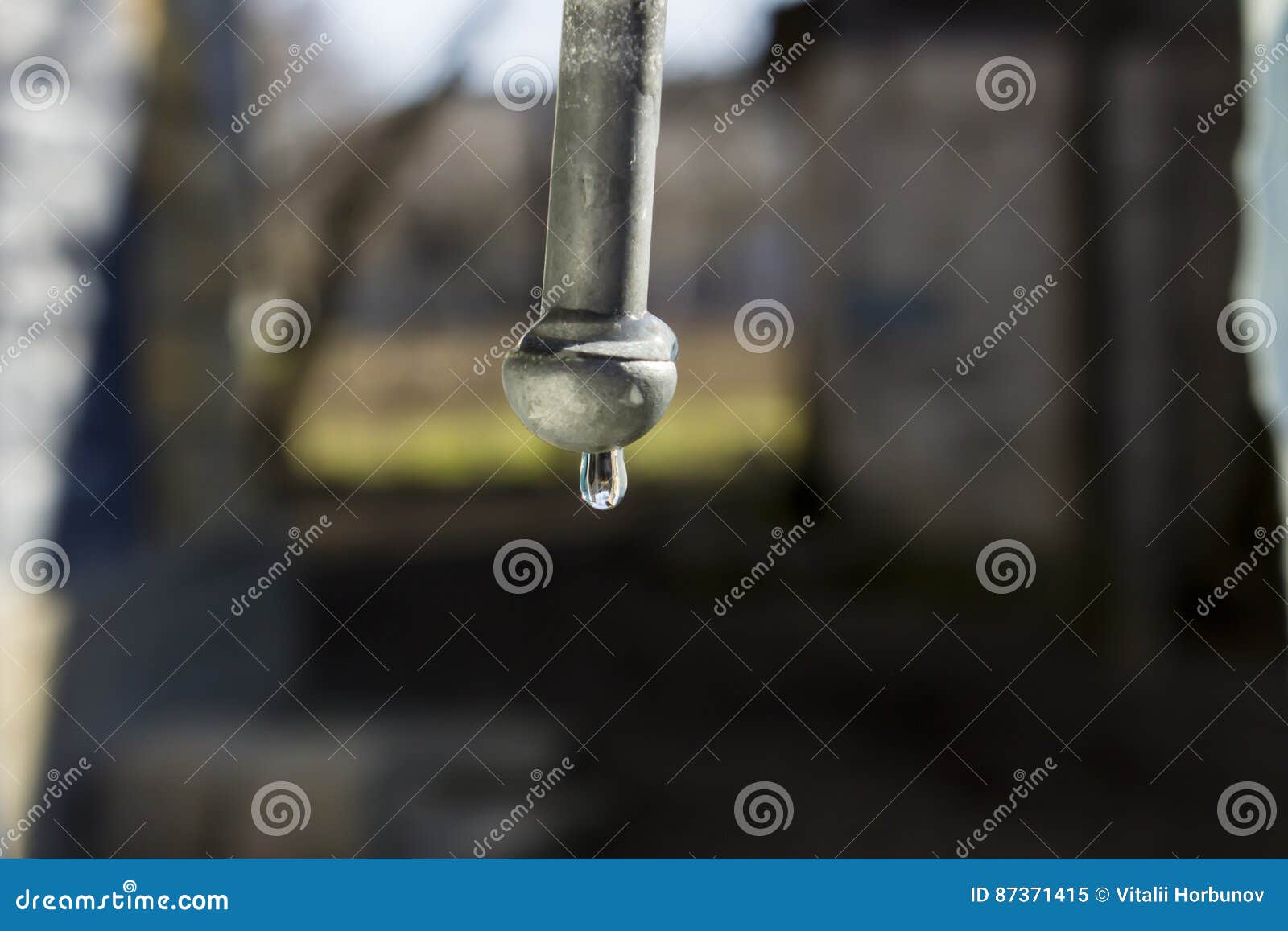 Drop Water Hanging at the Tip of the Iron Rod Stock Image - Image of ...