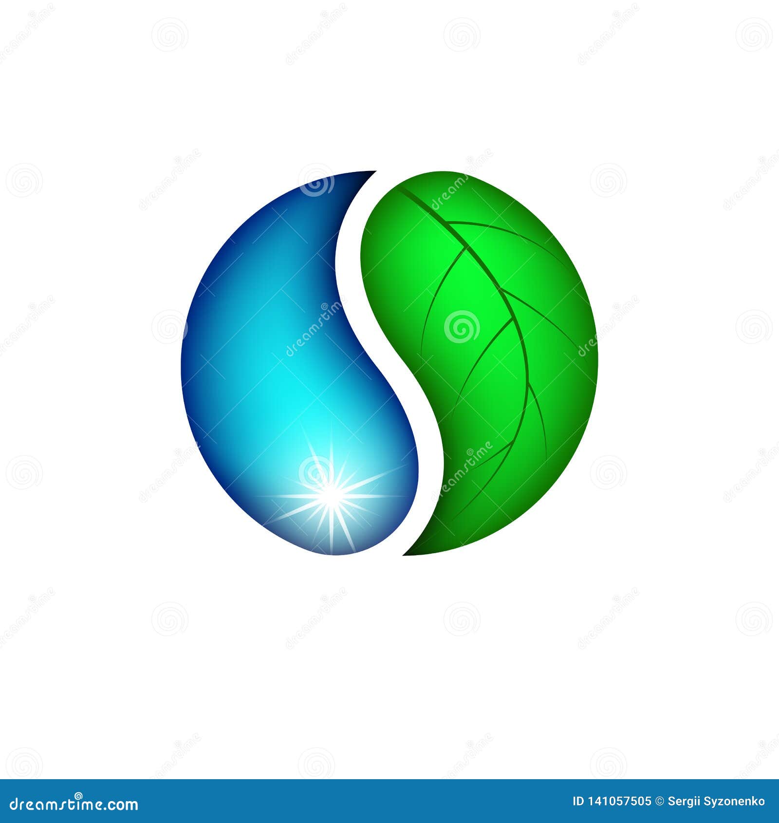 Creative Globe Logo, Drop Water and Leaf Plant, Mockup Eco Emblem, Save ...