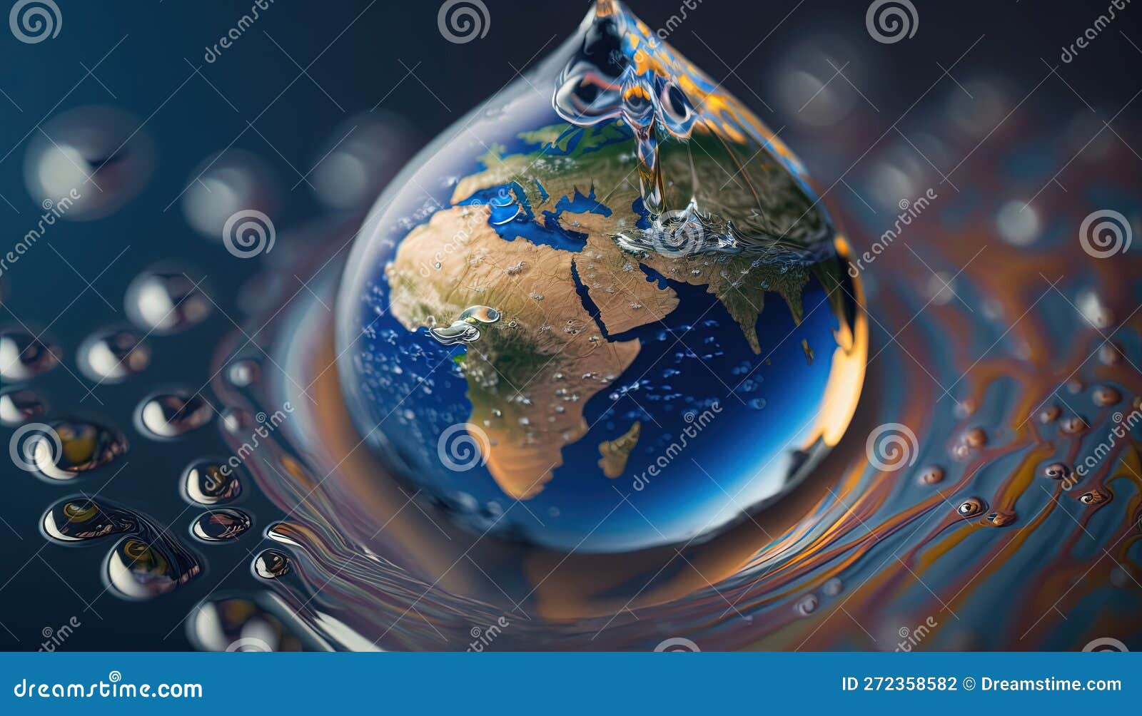 A Drop of Water with a Map of the World Stock Illustration ...