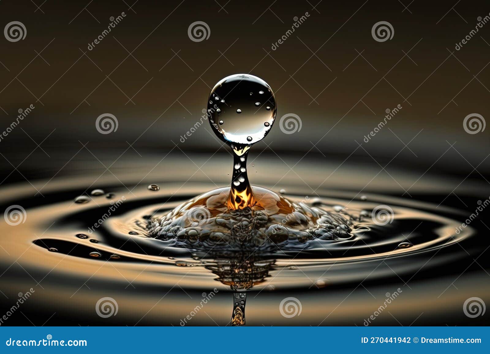 A Drop of Water with an Orange Substance Floating in it. Stock ...