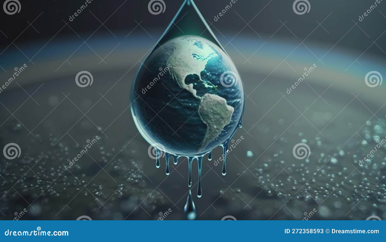 A Drop of Water with a Picture of the Earth Stock Illustration ...
