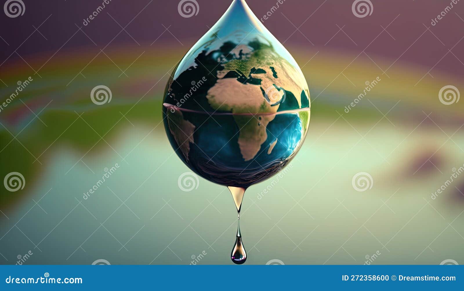A Drop of Water with a Picture of the Earth Stock Illustration ...