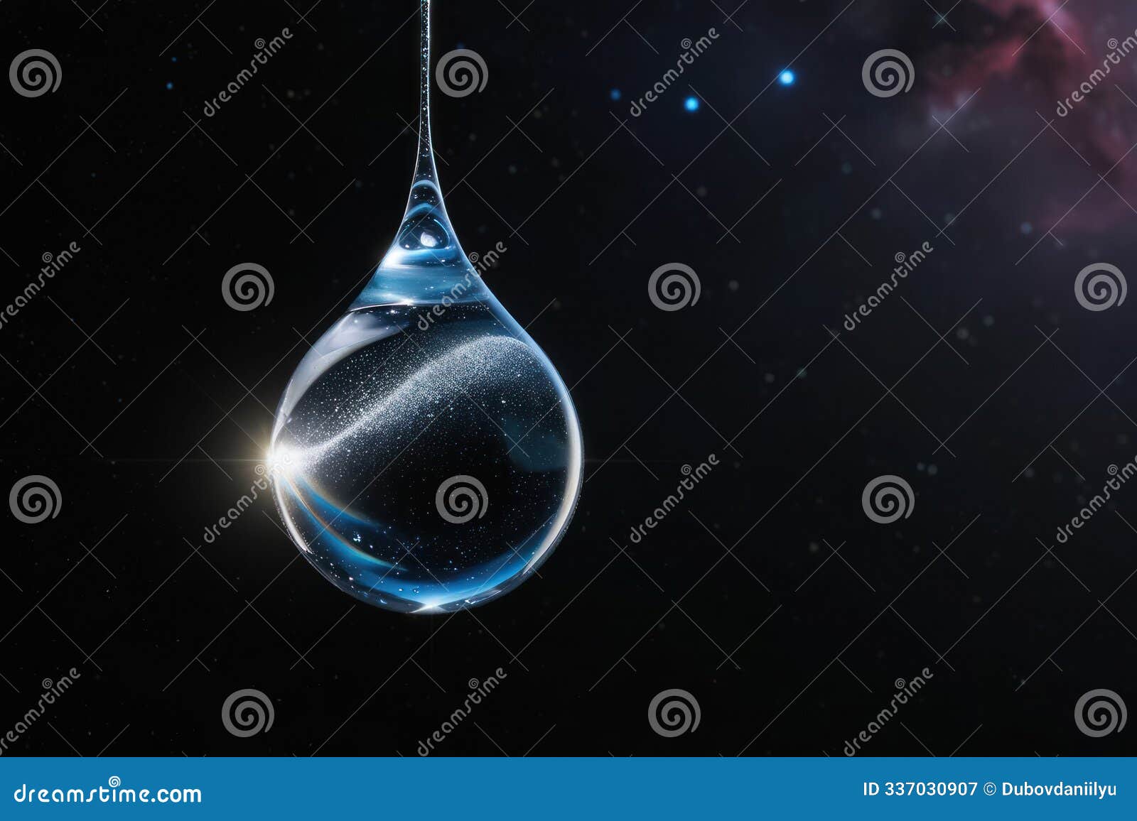 A Drop of Water with the Reflection of Stars and Galaxies Against the ...