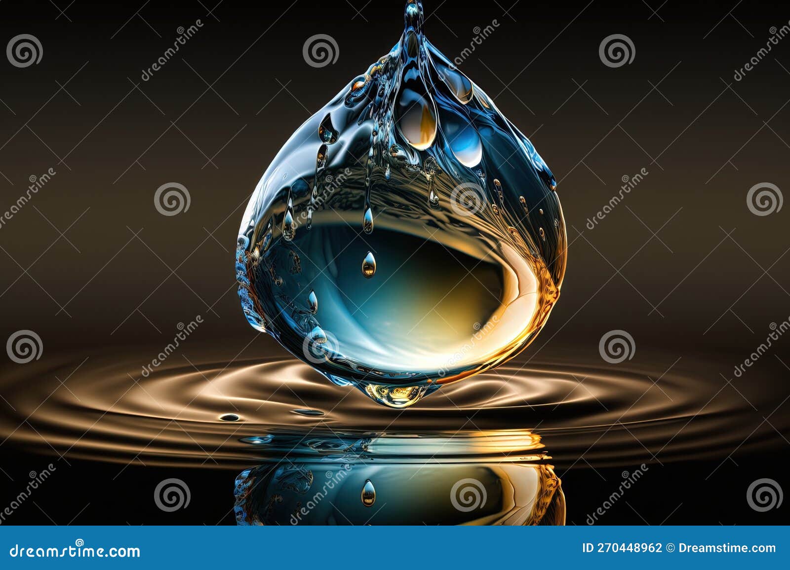 A Drop of Water with a Reflection of it on the Water. Generative Ai ...