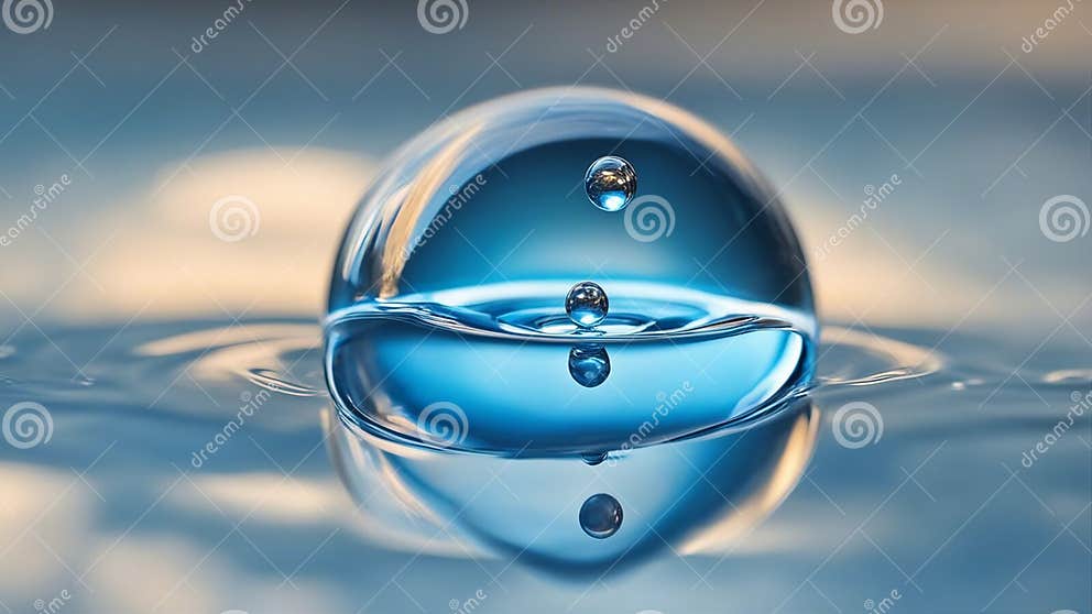 Drop of Water a Water Drop in the Shape of a Sphere, Showing the ...