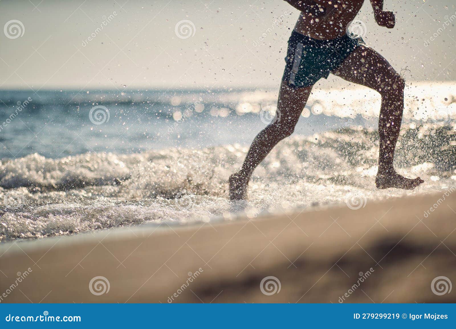 Drop of Water Shining when Muscular Man Run in Water Stock Image ...