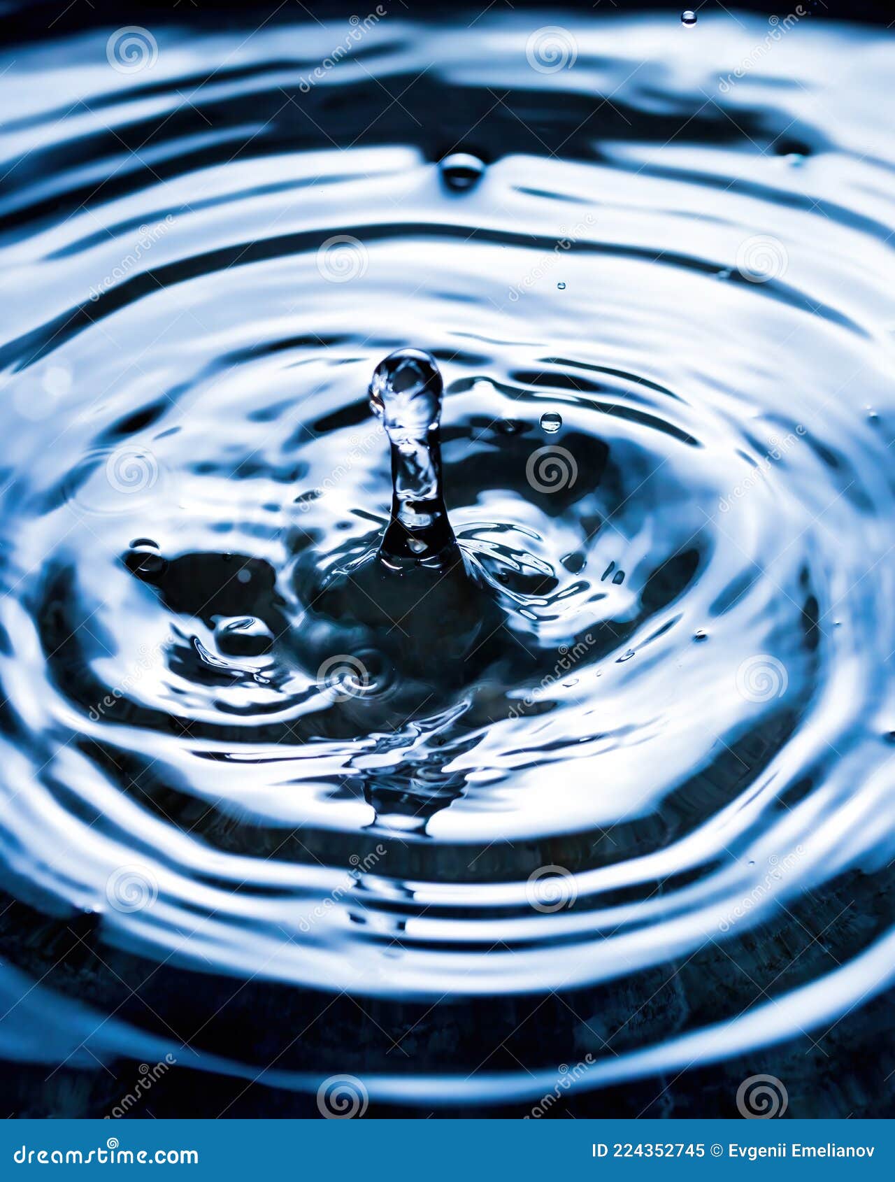 A Drop of Water and Splashes with Blurry Waves Stock Image - Image of ...