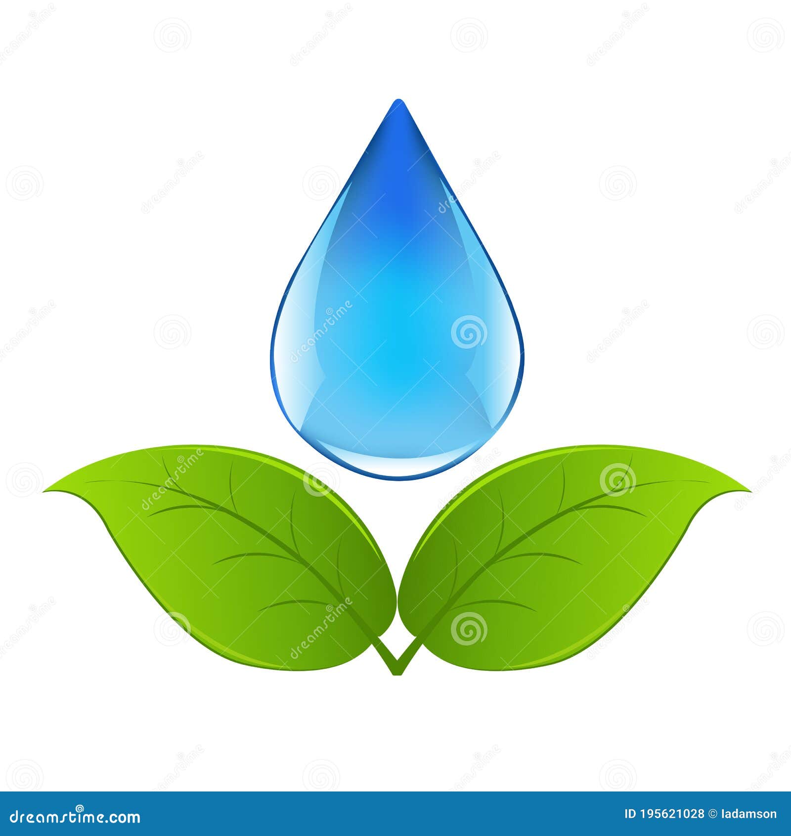 Drop of Water with Sprout stock vector. Illustration of shiny - 195621028