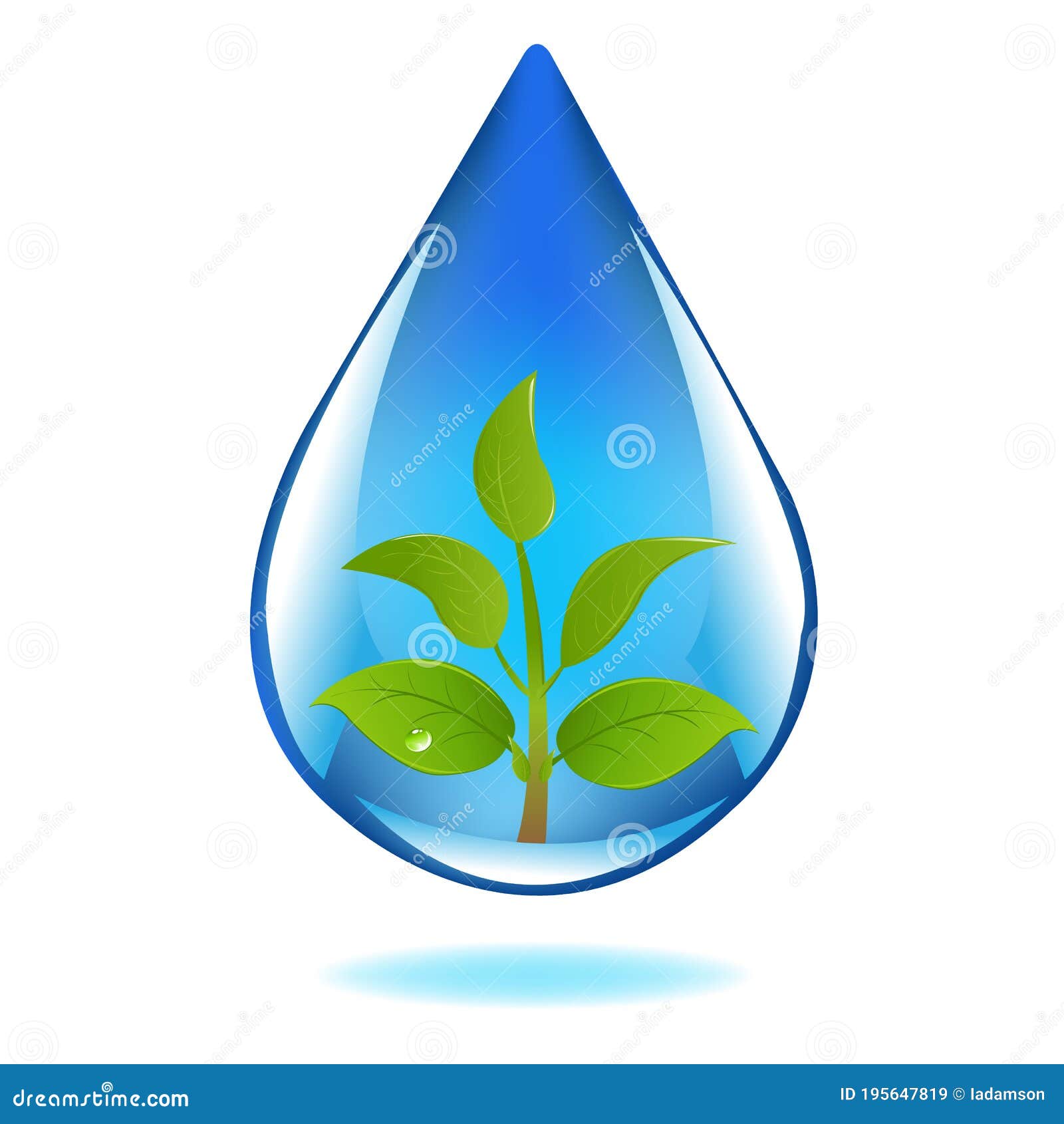 Drop of Water with Sprout stock vector. Illustration of cold - 195647819
