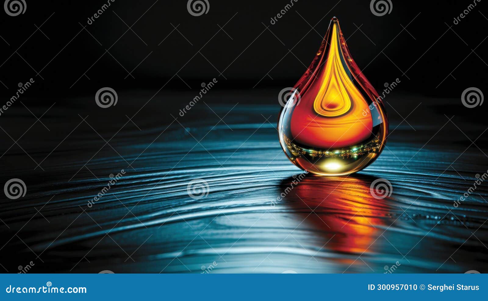 A Drop of Water on a Table with Some Sort of Reflection, AI Stock ...