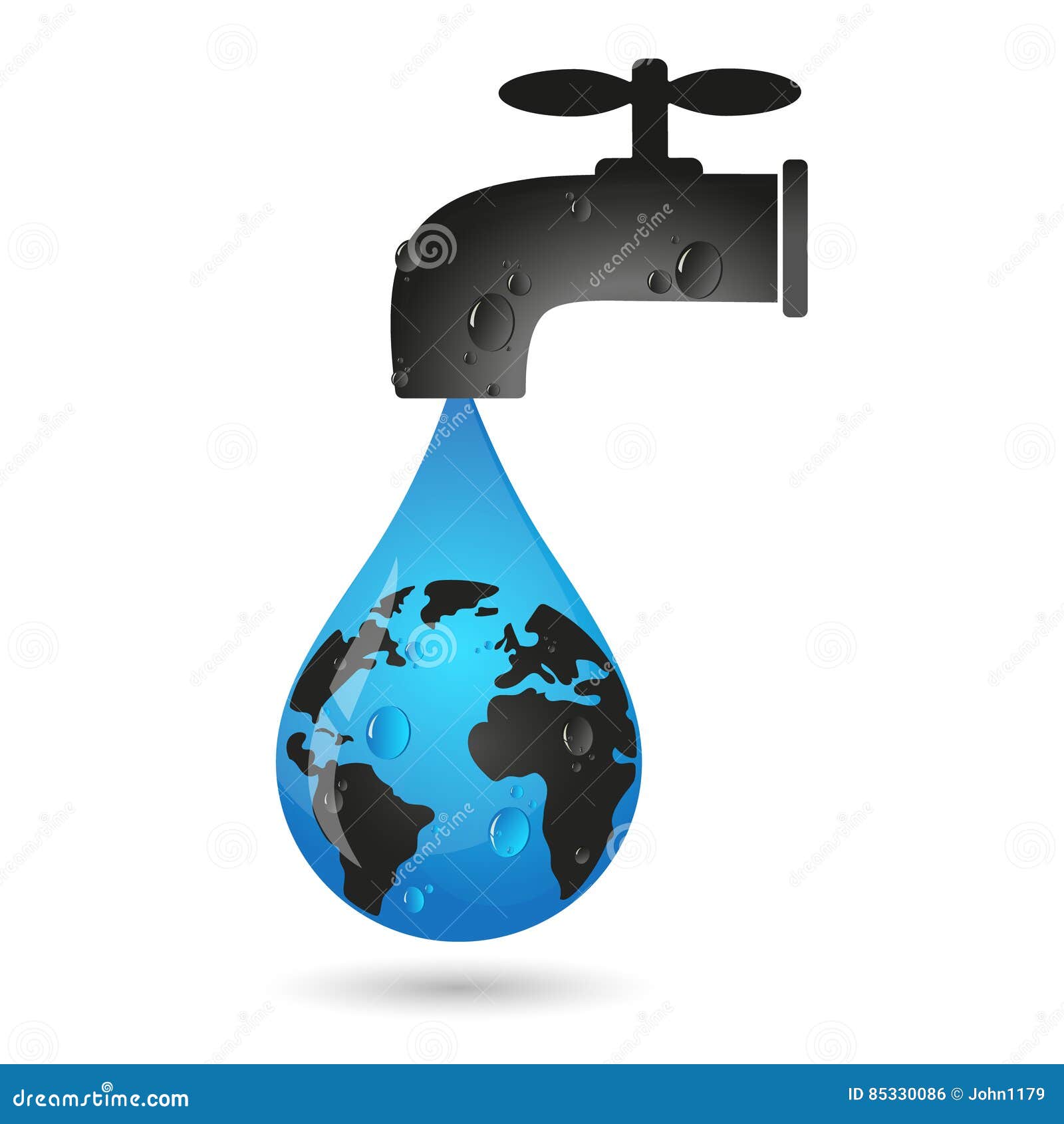 A Drop of Water from the Tap and Earth Stock Vector - Illustration of ...