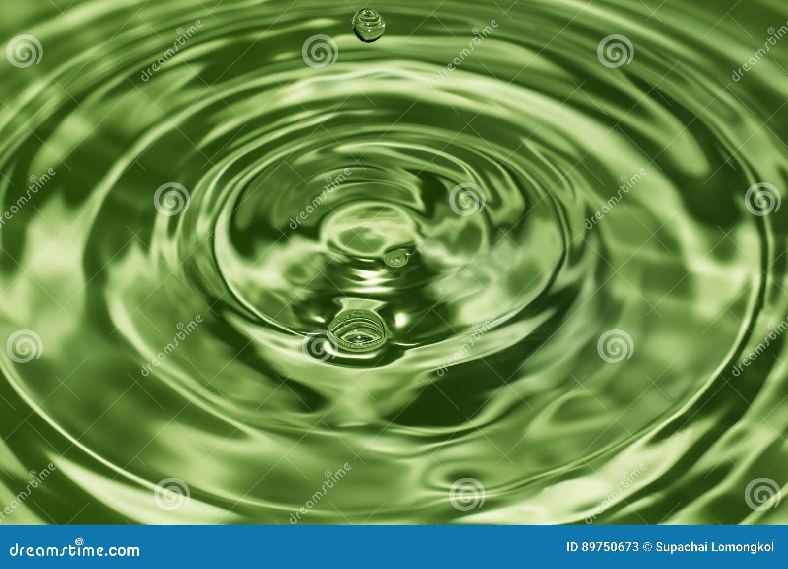 Drop of Water, Water Splash in Green Color. Stock Image - Image of ...