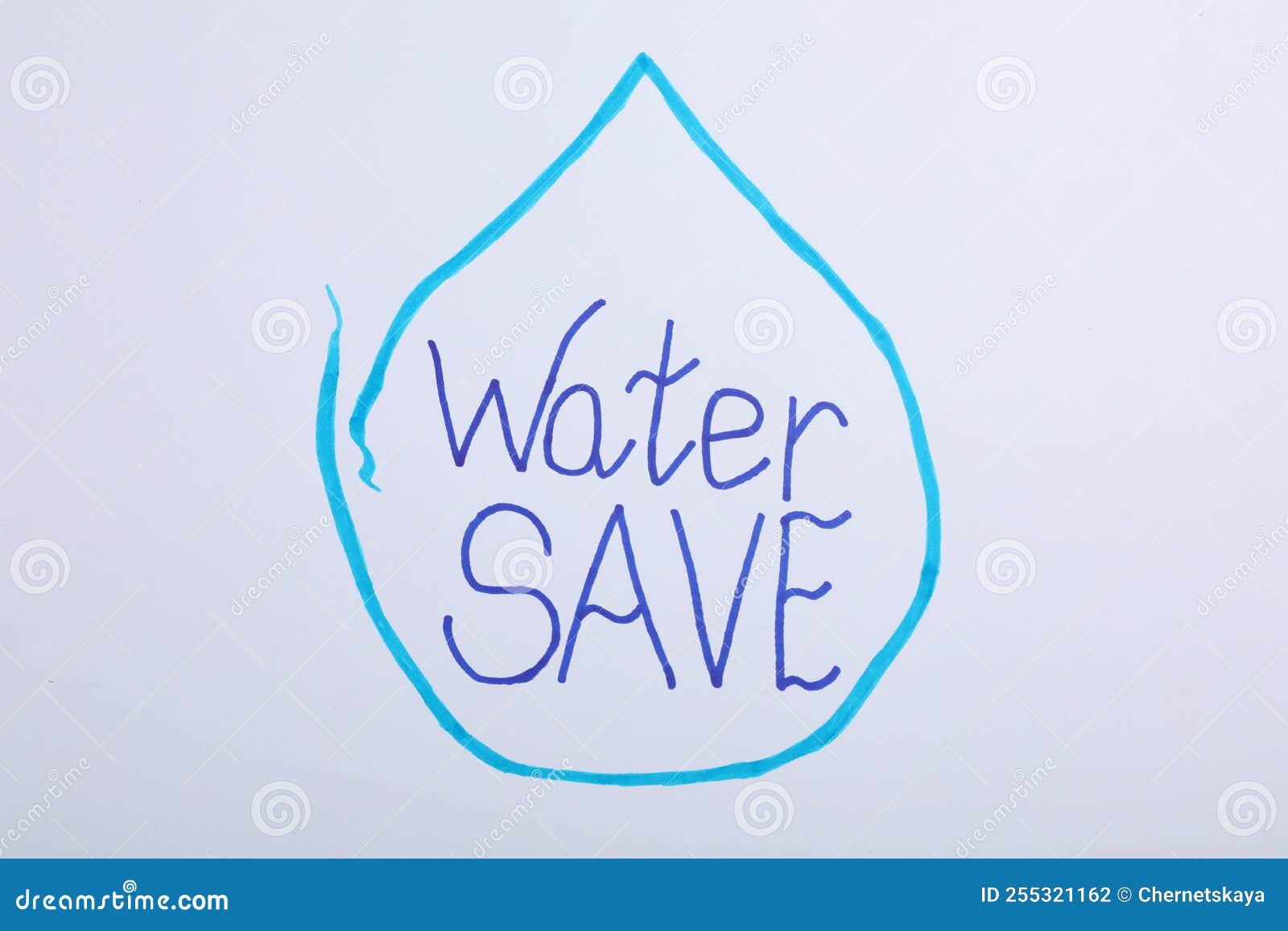 Drop with Words Save Water on White Background, Top View Stock Photo ...