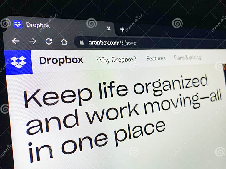 Dropbox Web Page on Computer Screen Editorial Stock Photo - Image of ...