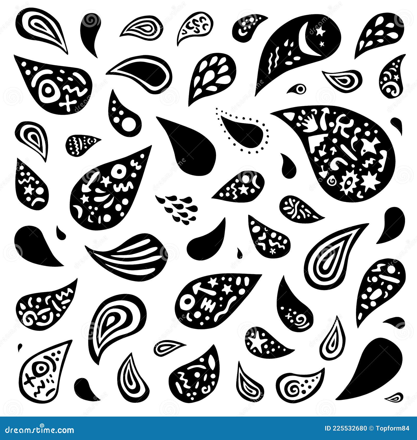 Dropes Abstract Signs Doodle Set , Sign and Symbols Stock Vector ...