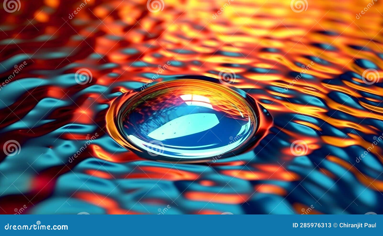 A Droplet Falls Reflecting Wave Patterns on Water Stock Illustration ...