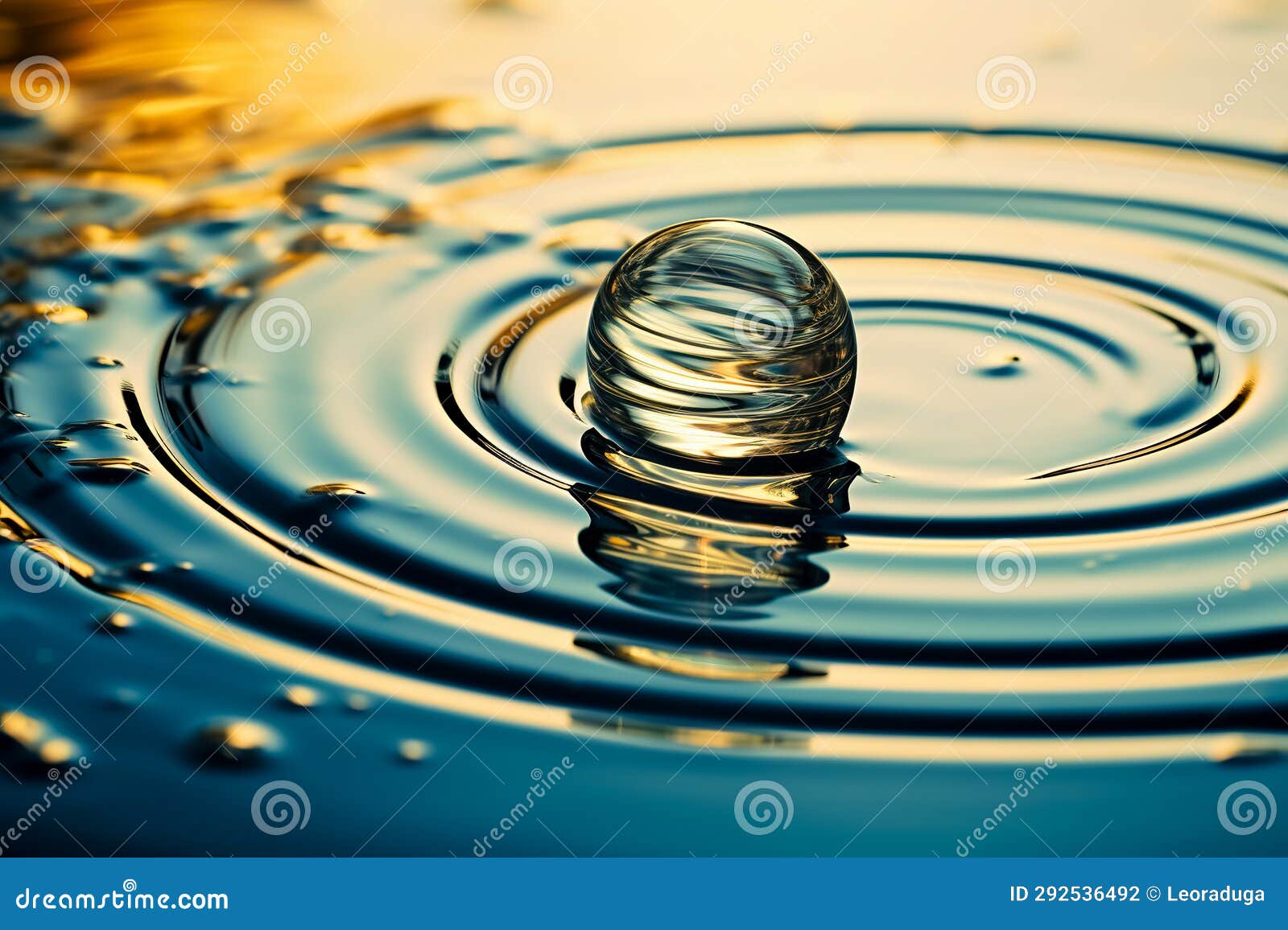 A Droplet Falls Reflecting Wave Patterns on Water. Generative AI Stock ...