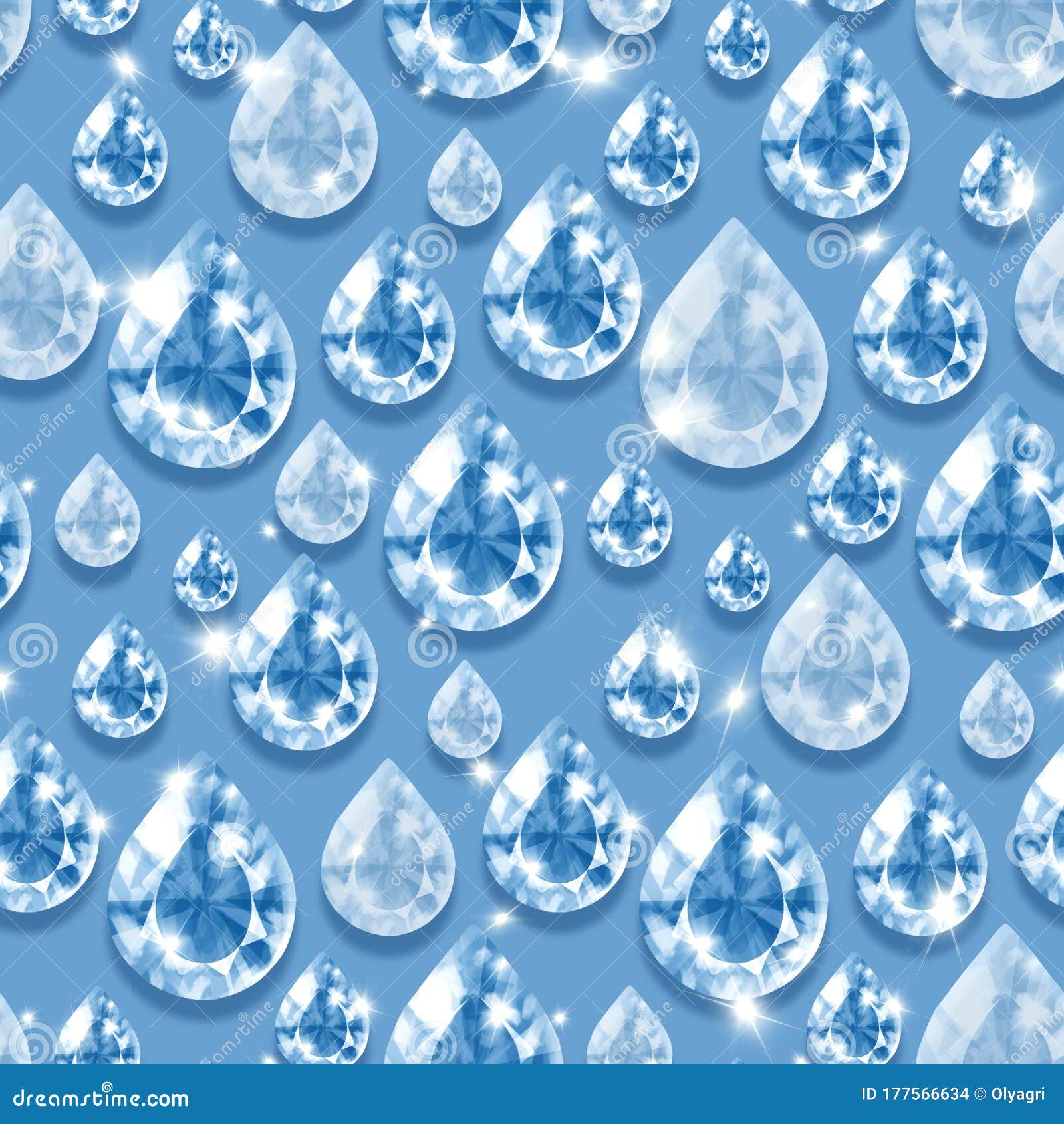 Droplet Gems Rain, Seamless Pattern Stock Illustration - Illustration ...