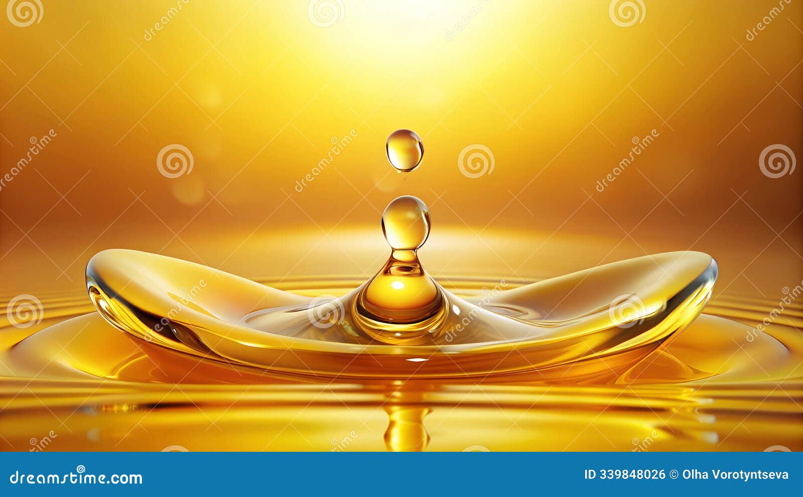 Droplet of Golden Oil Splashing on Smooth Surface Stock Illustration ...