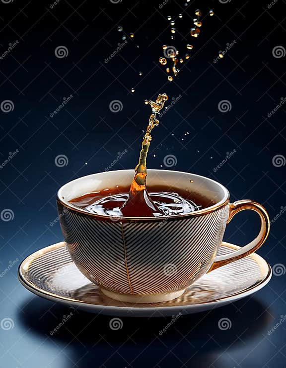 A Droplet Splashes into a Cup of Coffee, Creating a Dynamic Ripple ...