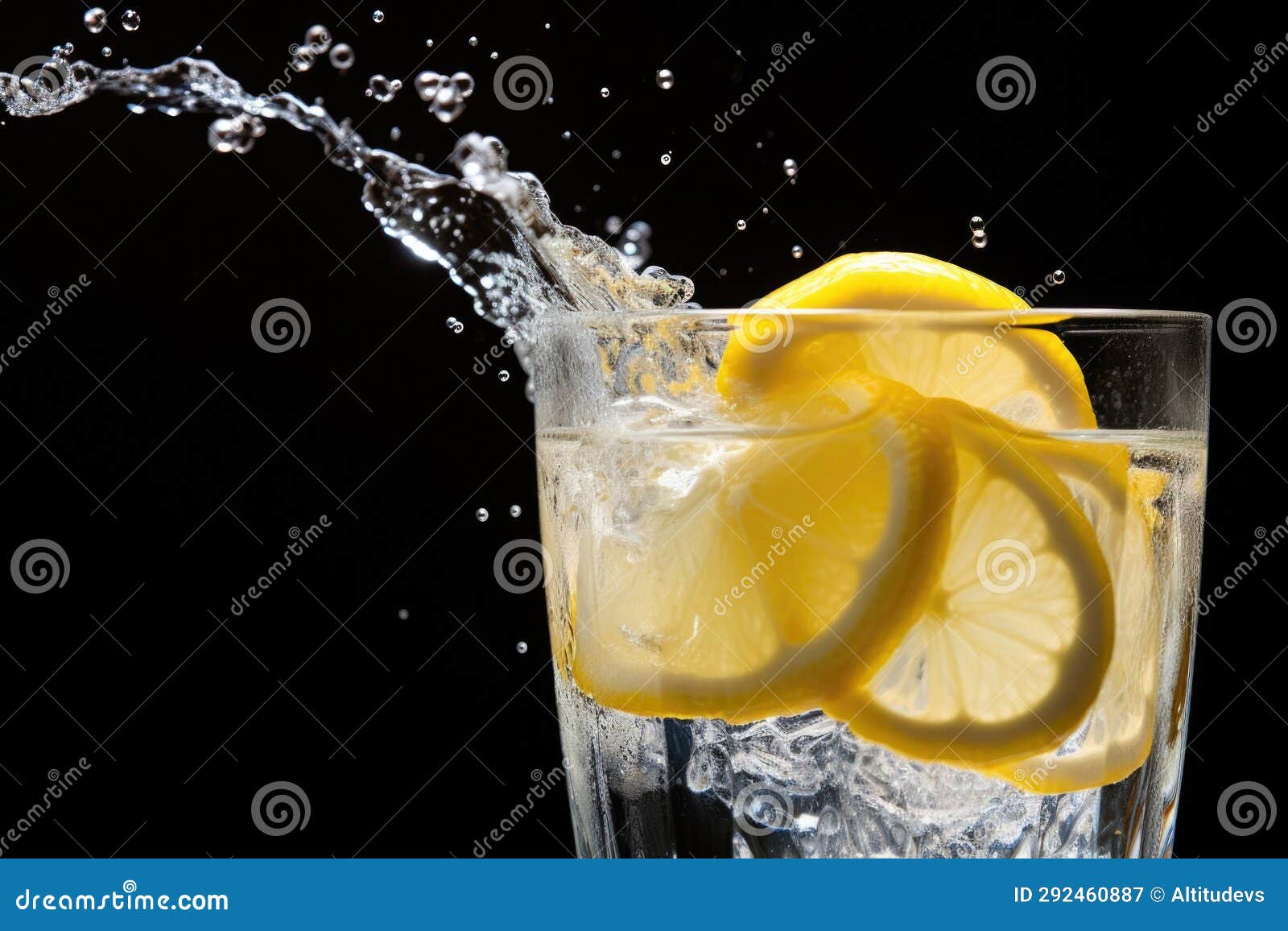 Droplets of Water Falling on a Glass of Freshly Made Lemonade Stock ...