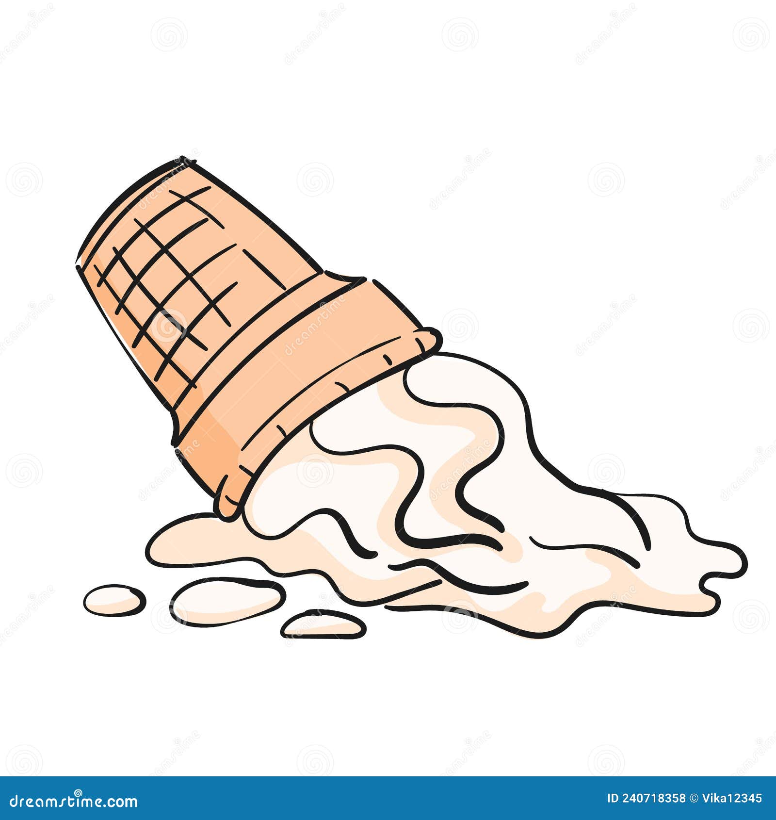 Dropped Ice Cream Doodle Two Scoops In Waffle Cone Isolated Clipart On ... Dropped Ice Cream Doodle Two Scoops In Waffle Cone Isolated Clipart On ...