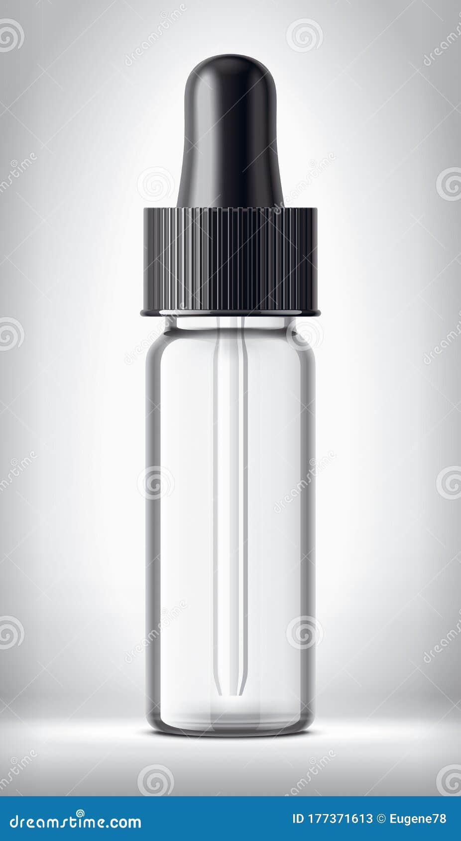 Dropper Bottle on Background. Transparent Version, Black Cap. Stock ...