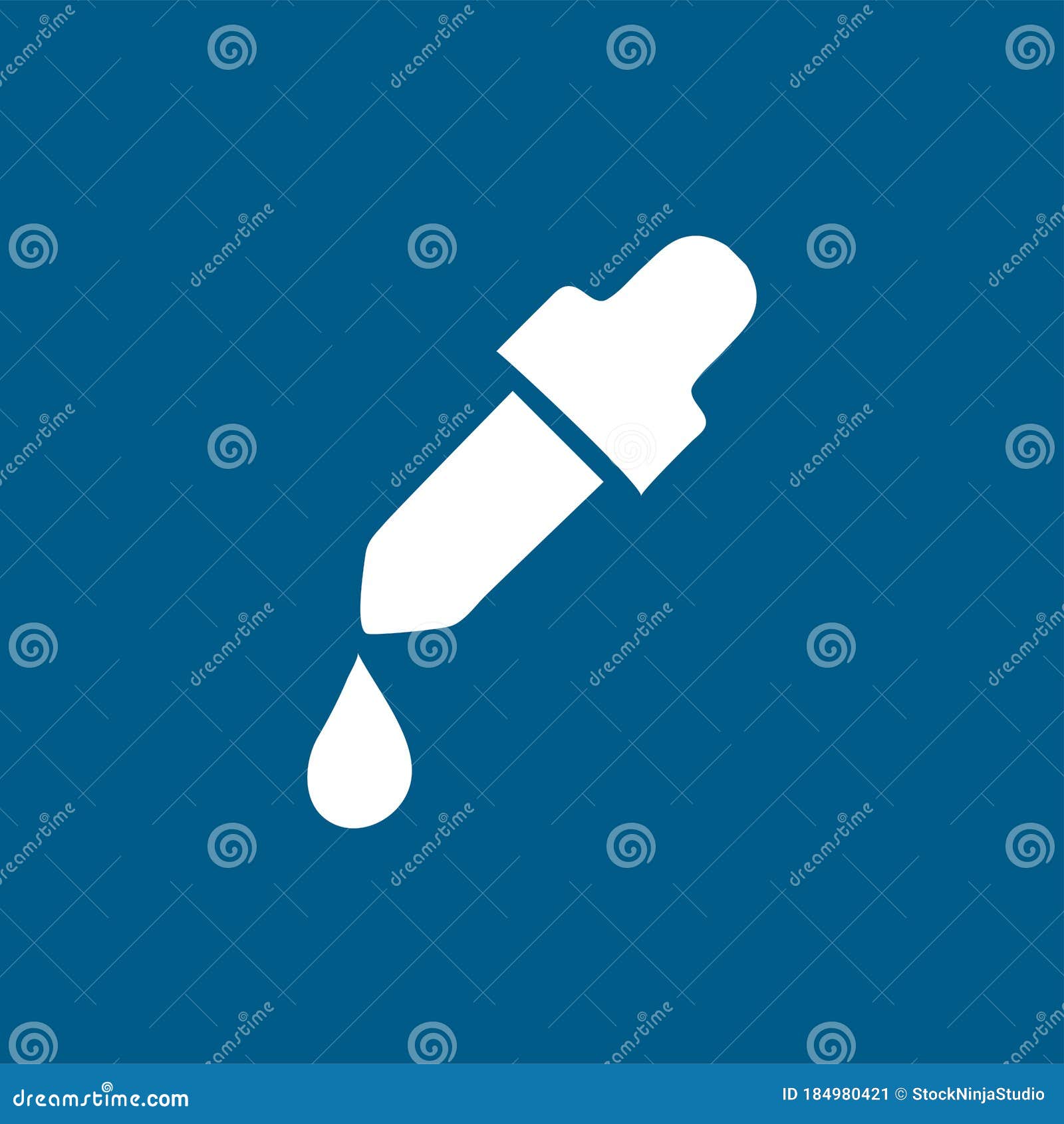 Dropper Icon on Blue Background. Blue Flat Style Vector Illustration ...