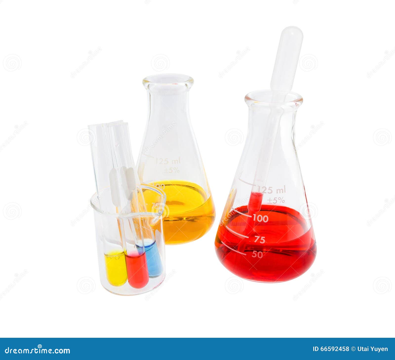 Dropper Red Solution in Flask and Test Tube Solution Stock Photo ...