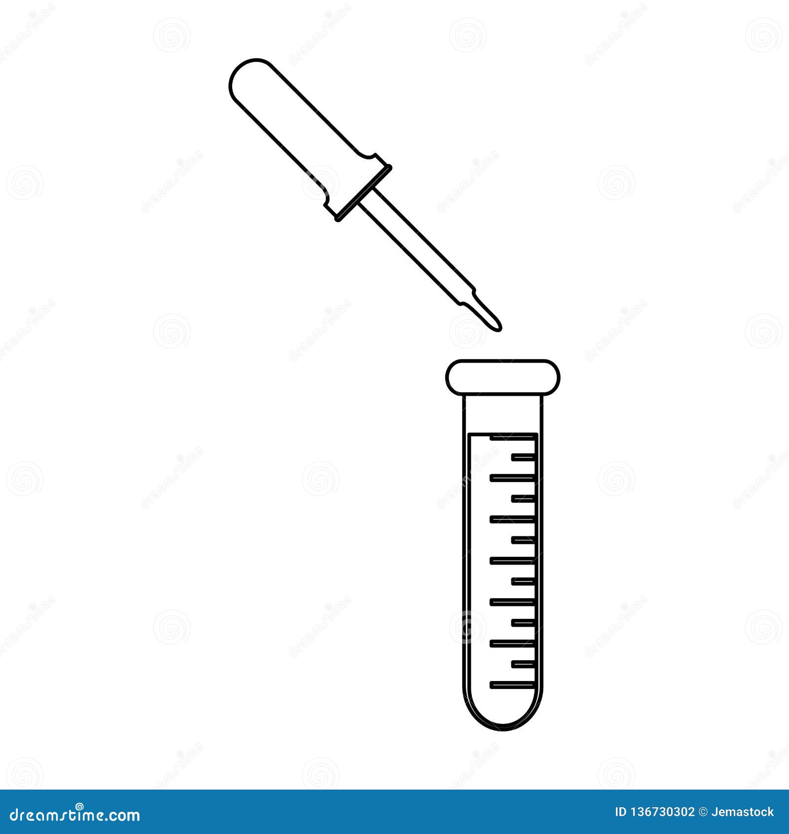 Dropper and Test Tube Black and White Stock Vector - Illustration of ...