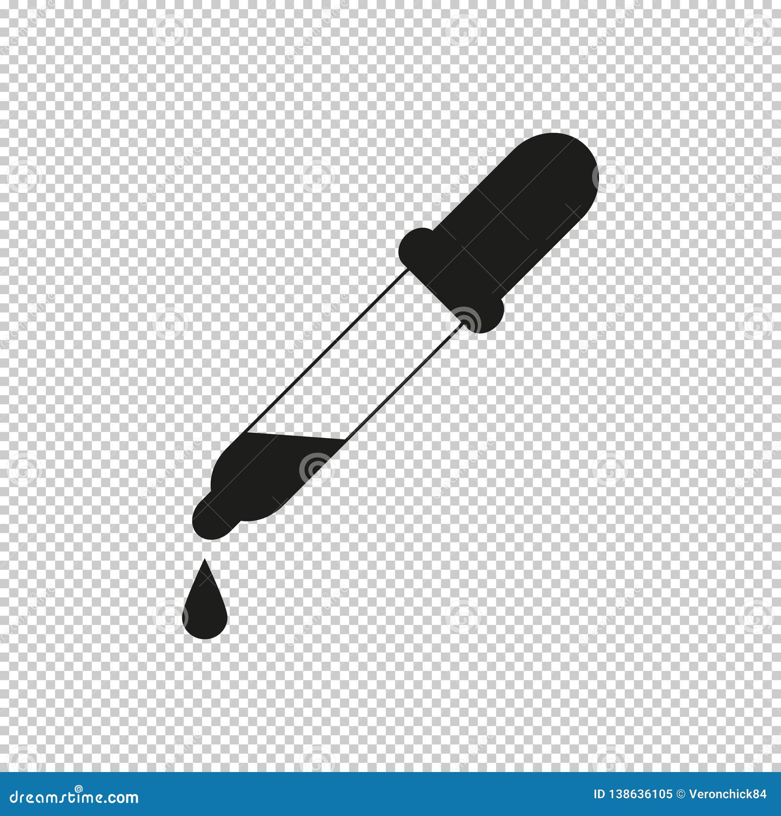 Dropper Black Silhouette Icon With A Drop. Pipette Icon. Clipart On ...