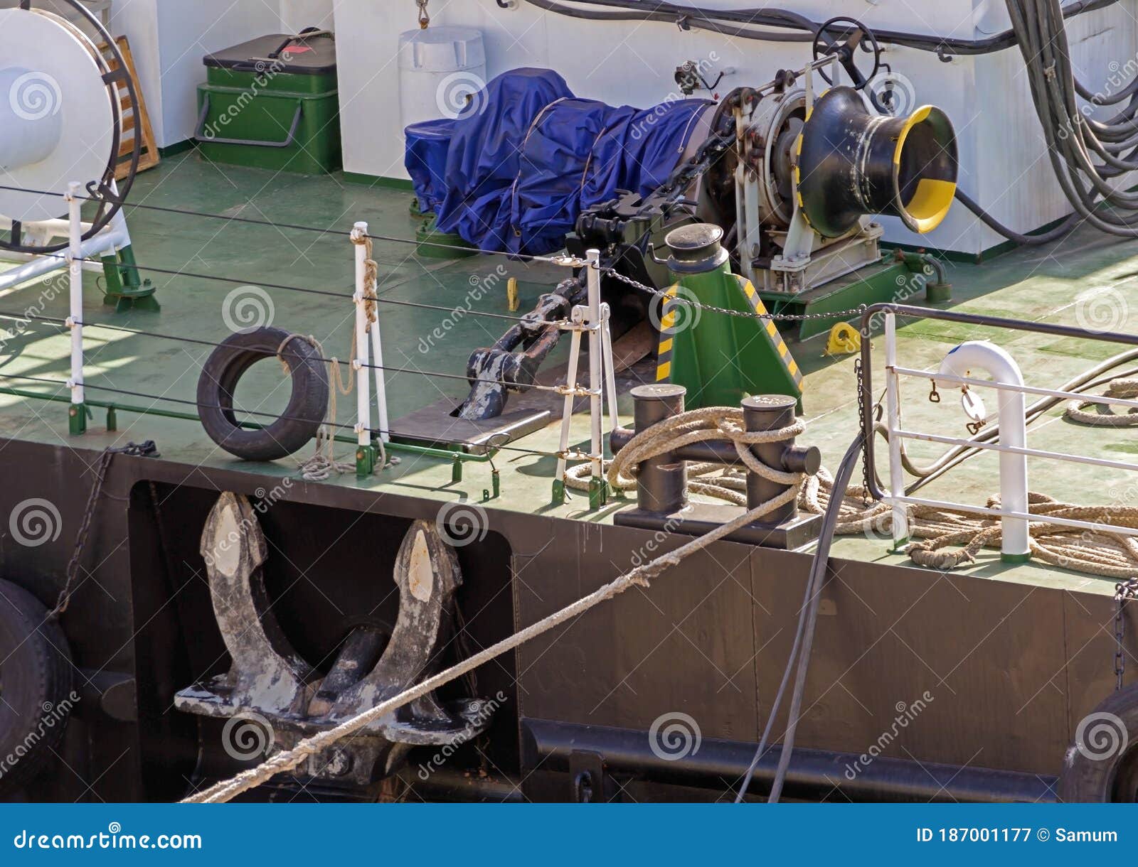 Anchor At Forward Pulpit Of Boat Stock Photo | CartoonDealer.com #44707920