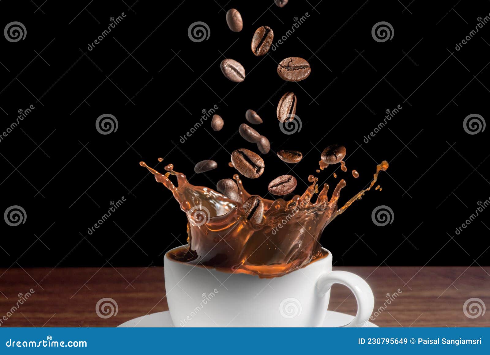 Dropping Coffee Beans on Coffee Cup Stock Image - Image of falling ...