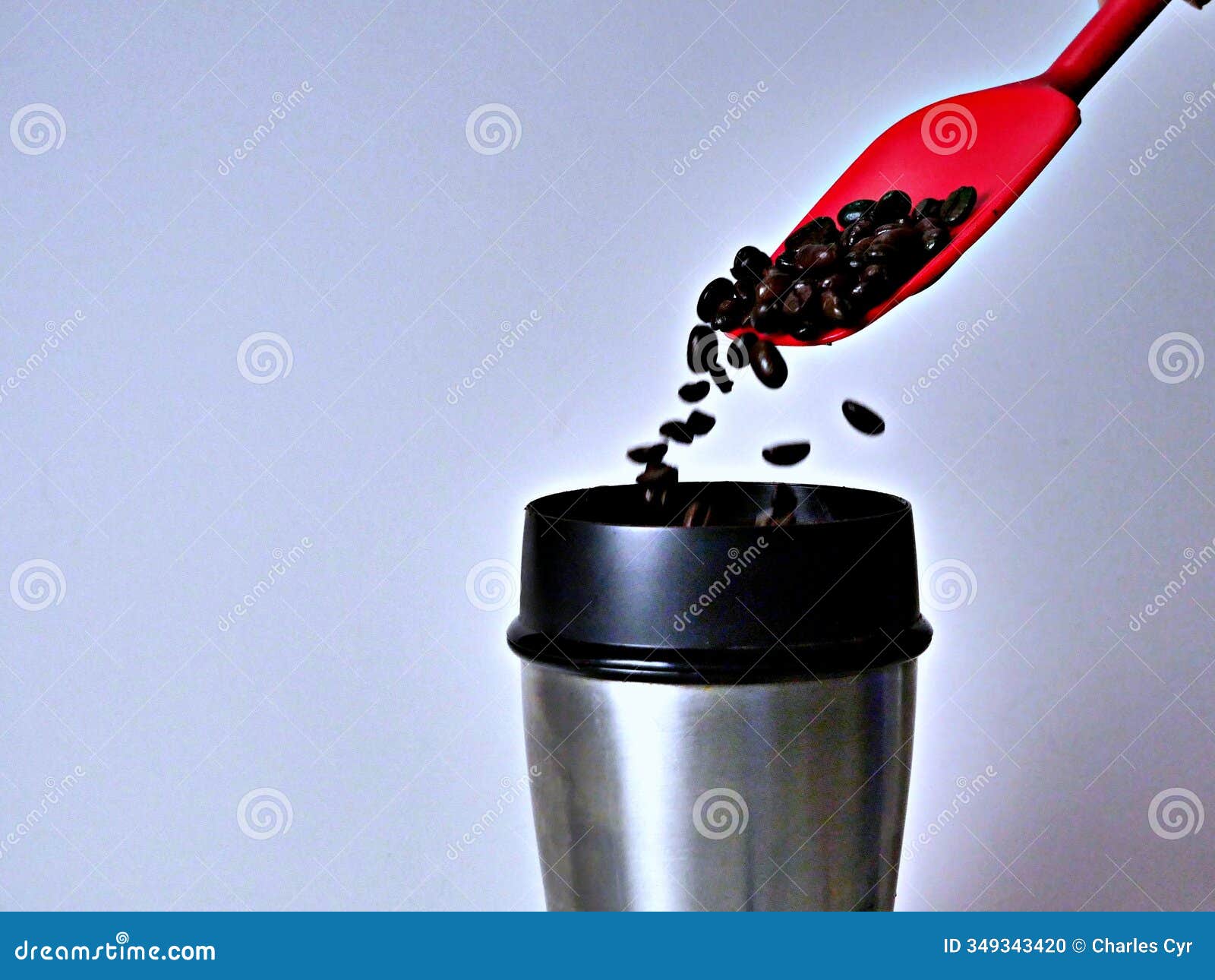 Dropping Coffee Beans in the Grinder Stock Photo - Image of wheel ...