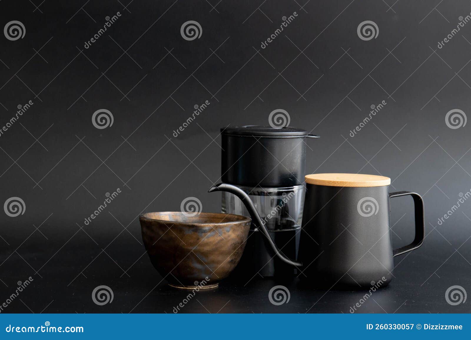 Dropping Coffee Set on Black Background Stock Image - Image of isolated ...