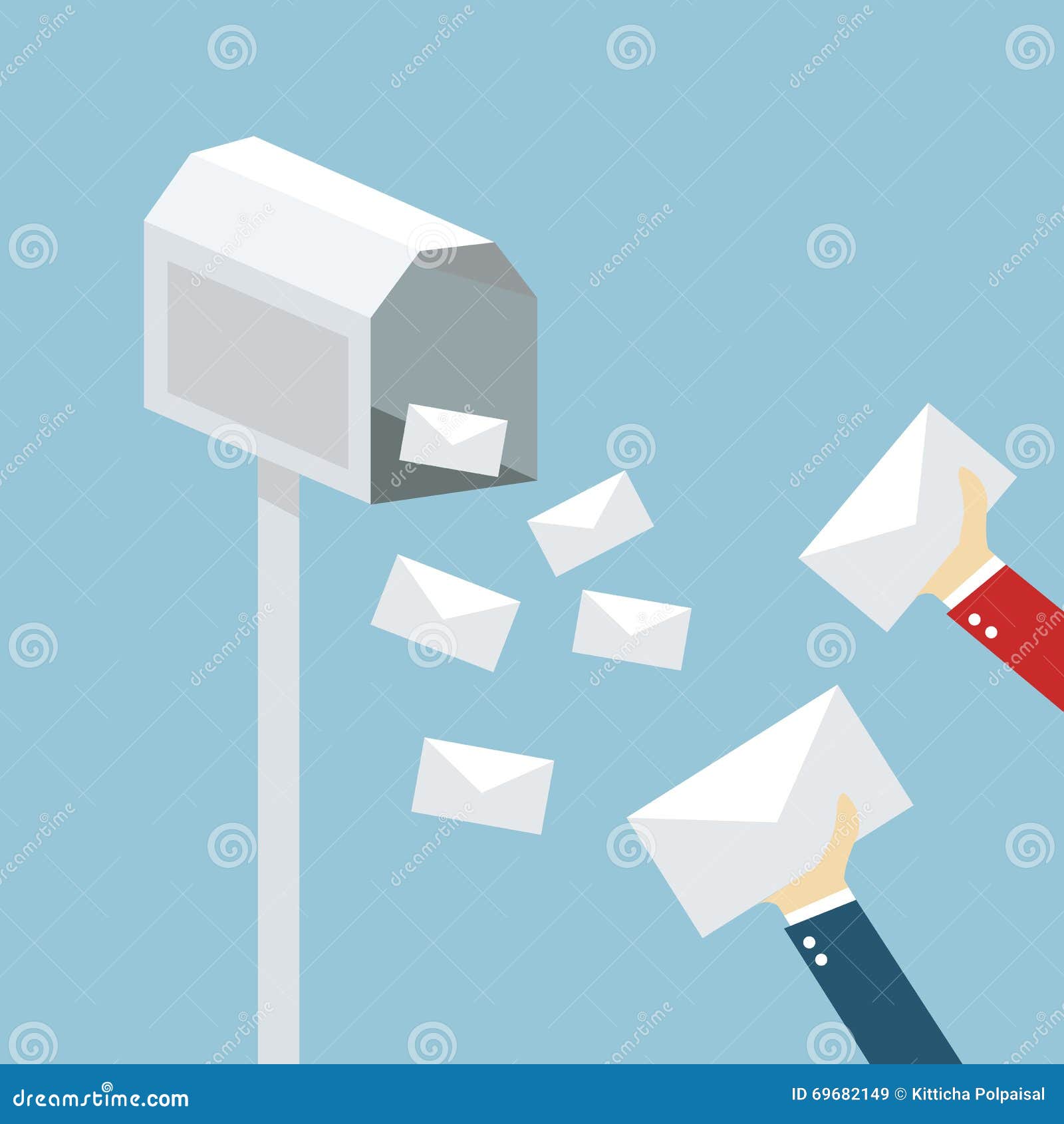 Dropping a Letter into a Post Box, Stock Illustration - Illustration of ...