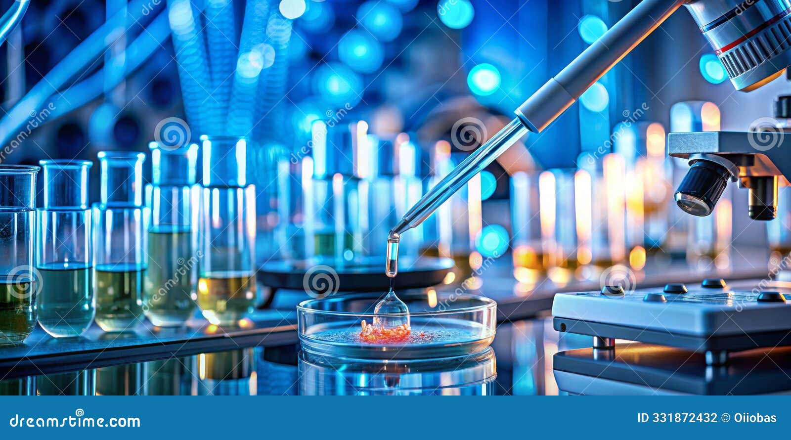 Dropping Liquid into Petri Dish in a Laboratory Setting, Microscope ...