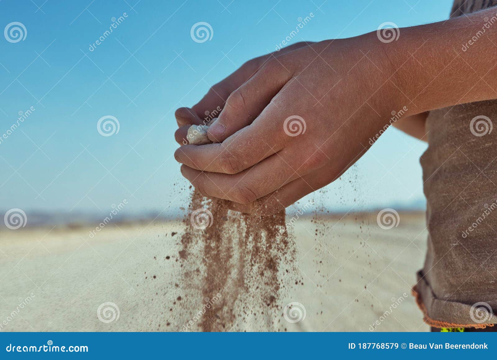 Dropping Sand through Young Kid Hands Stock Image - Image of orange ...