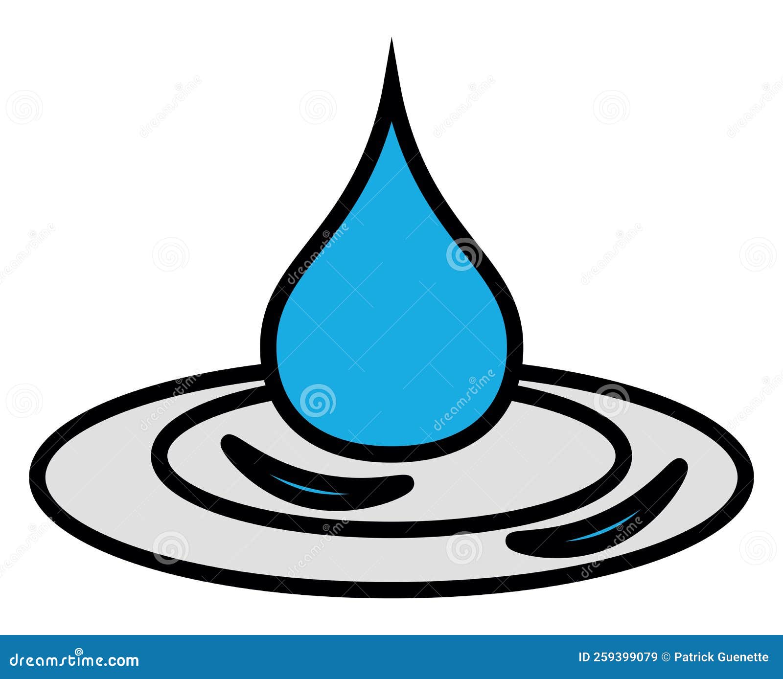 Dropping water drop, icon stock vector. Illustration of bubble - 259399079