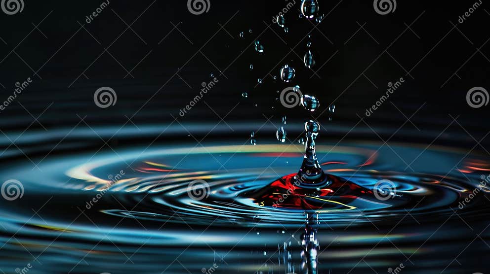 A Dropping of Water with a Rainbow Effect. the Water is in a Circular ...