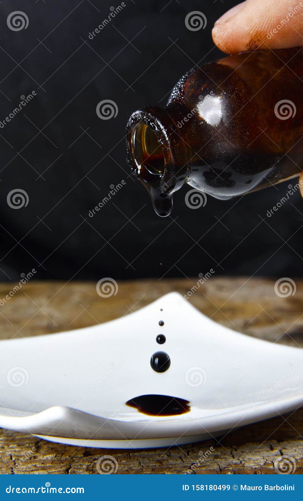 Drops of Balsamic Vinegar on the Plate Stock Image - Image of balsamico ...