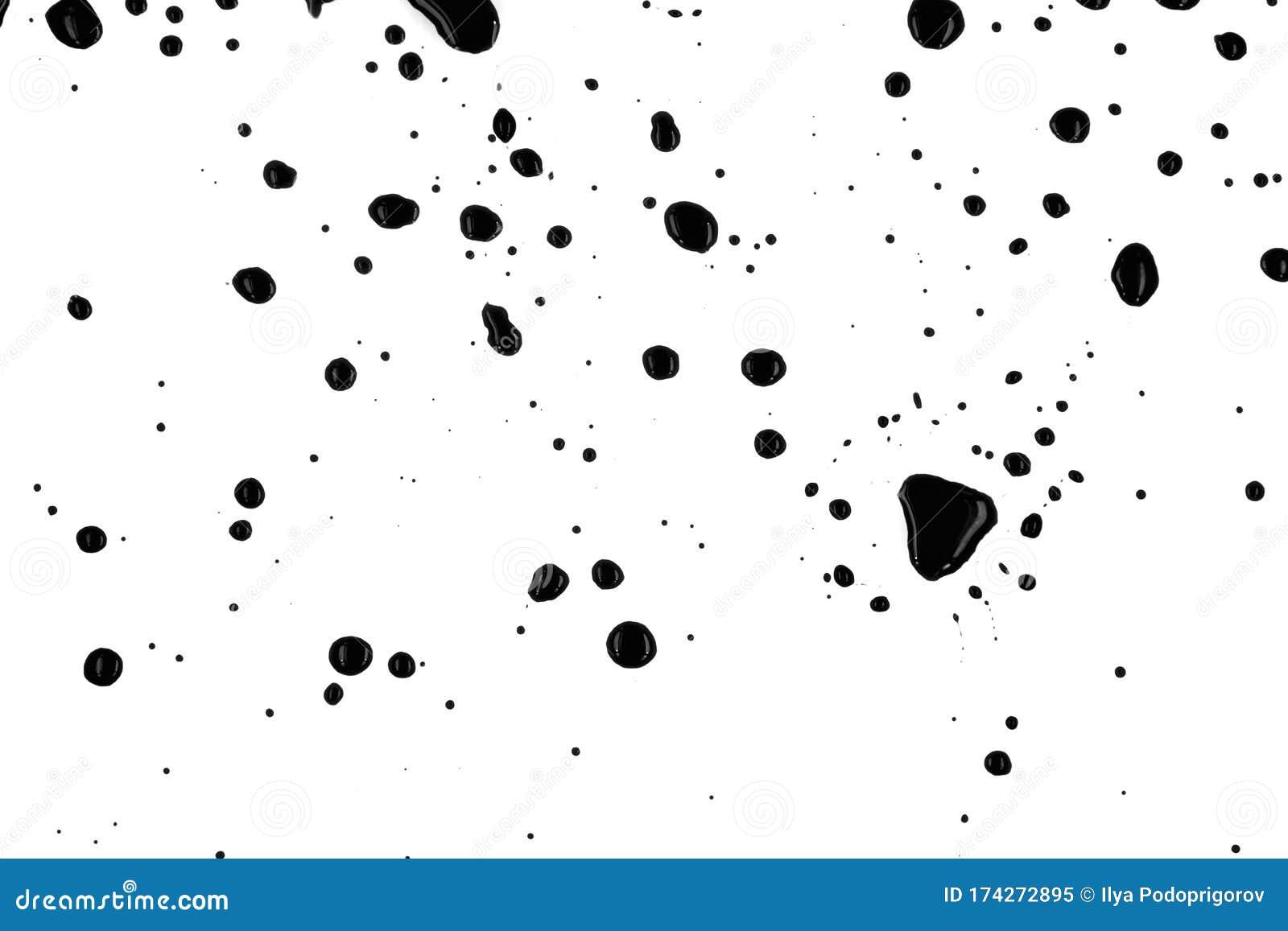 Drops of Black Paint Splattered on a White Background, Texture Stock ...