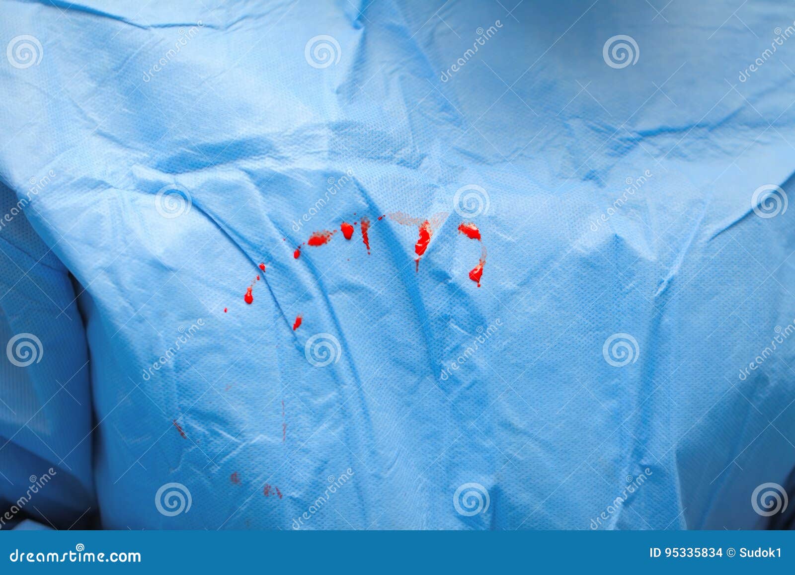 Drops of Blood on the Surgical Drape Sheet Stock Photo - Image of ...