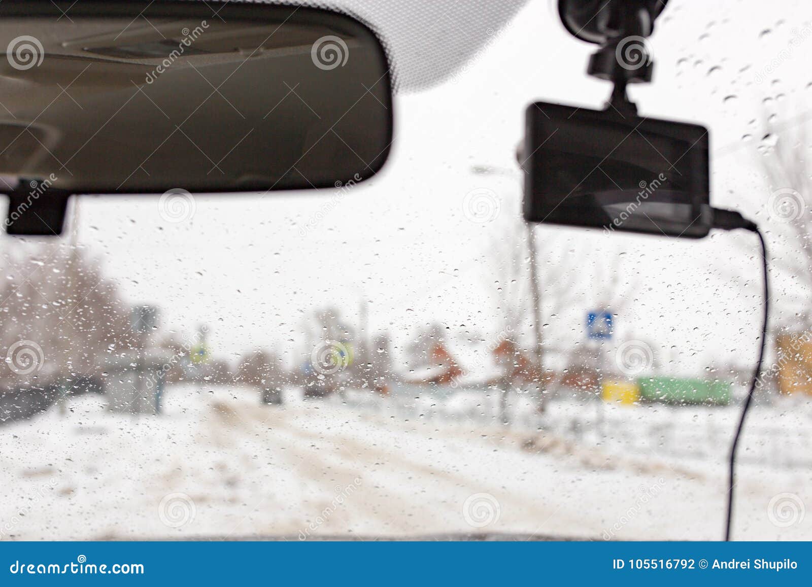 Drops on the Car Window in Winter Stock Photo - Image of transport ...