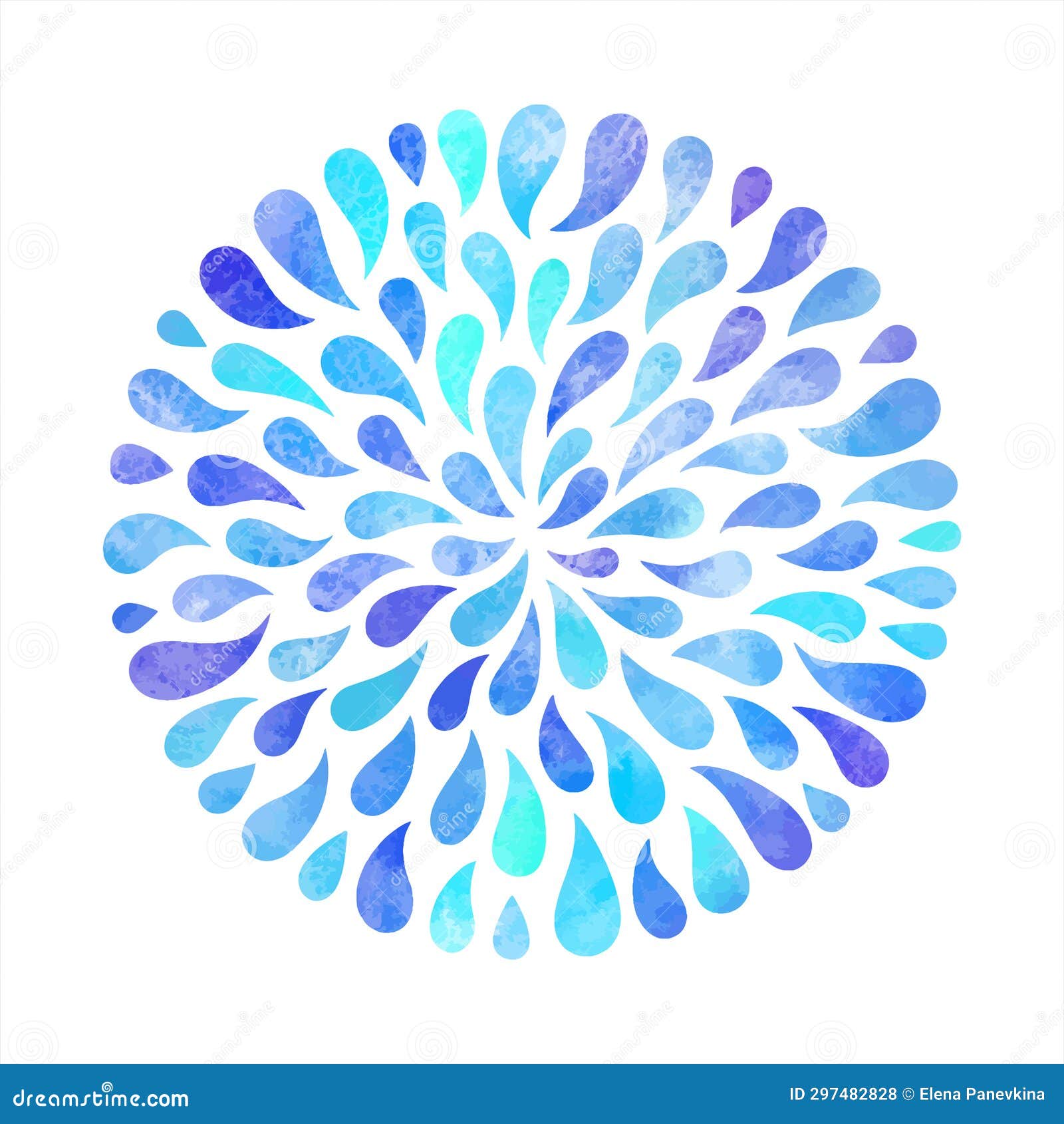 Round Shape, Circle Made of Watercolor Vector Water Drops, Hand Drawn ...