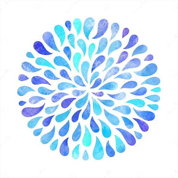 Round Shape, Circle Made of Watercolor Vector Water Drops, Hand Drawn ...