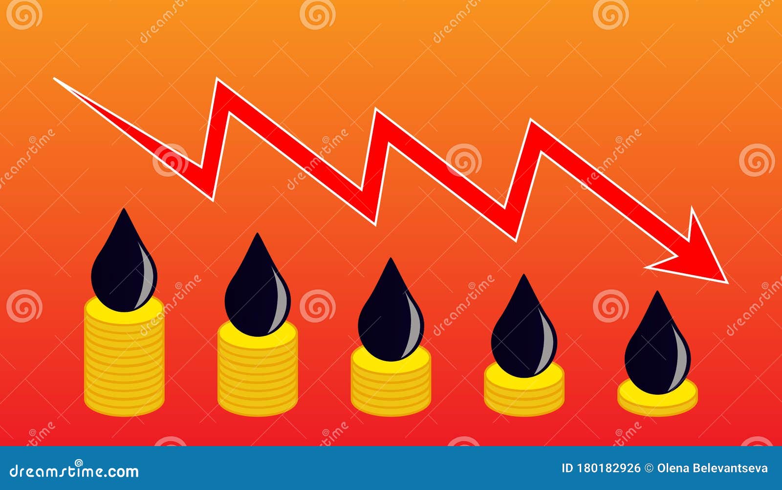 Drops Of Crude Oil On Coins - A Symbol Of Falling Prices, Crisis And ...