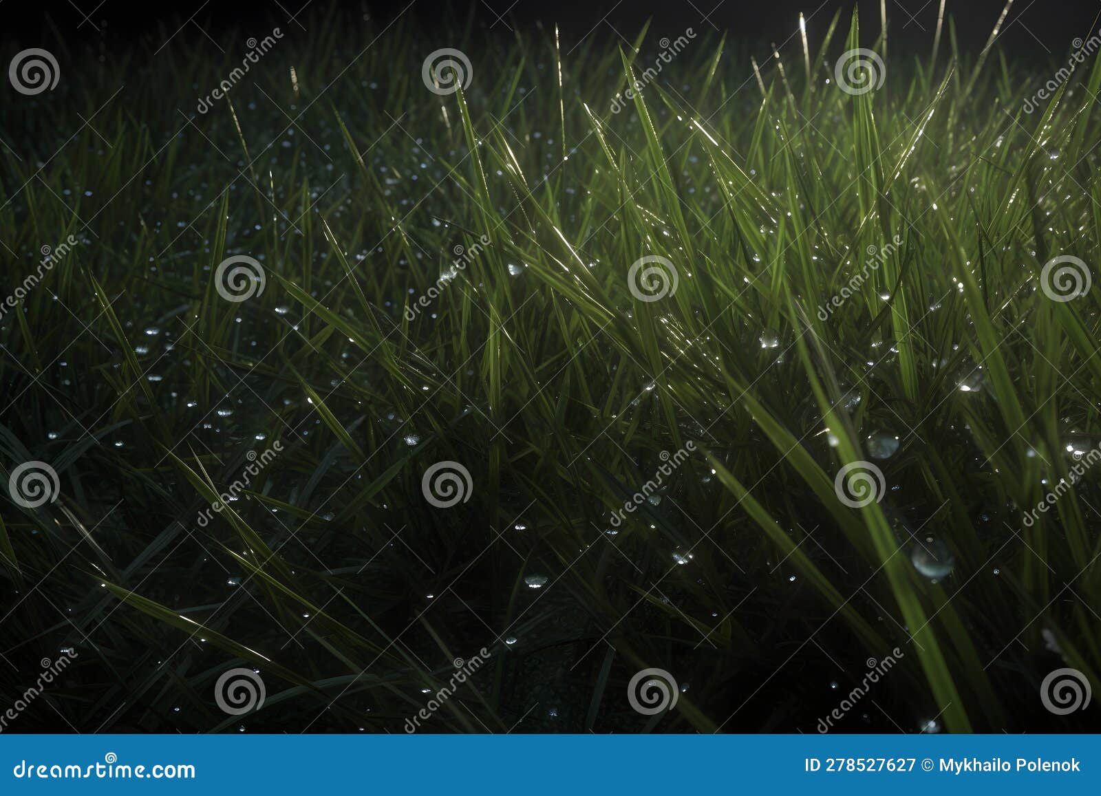 Drops of Dew on a Green Grass. Neural Network AI Generated Stock Image ...