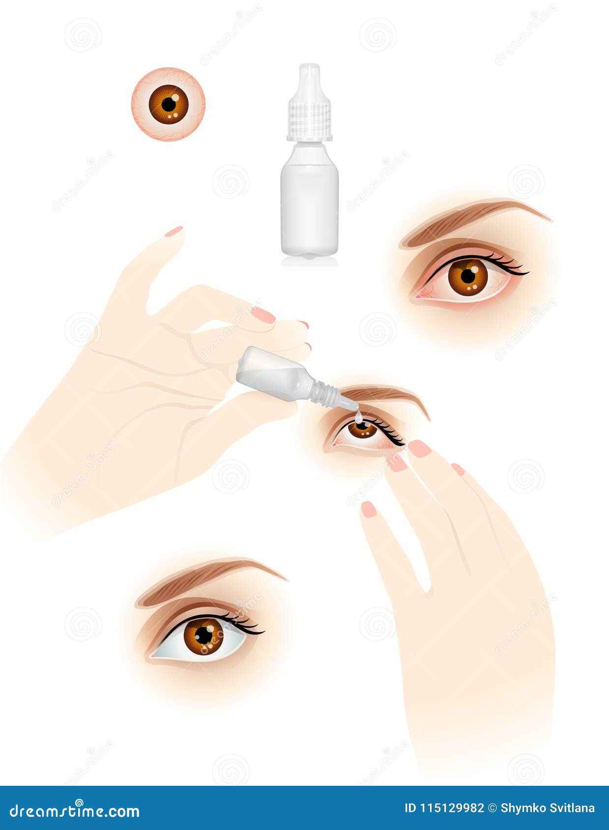 Drops For Eyes, Eyes Tired And After Instilling Drops, Realistic Eye ...
